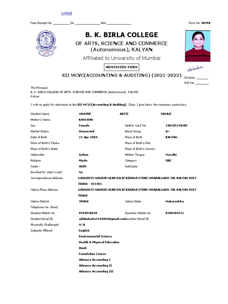 ADITI | PDF | Identity Document