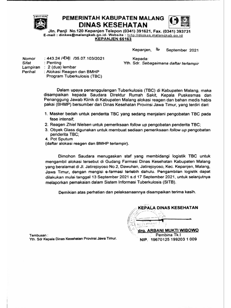 Alokasi Reagen Dan BMHP Program TBC 2021 | PDF