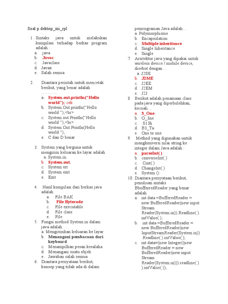SoalPBO XII RPL | PDF