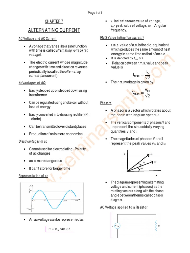 Alternating Current: Alternating Voltage (Ac Voltage) | PDF ...
