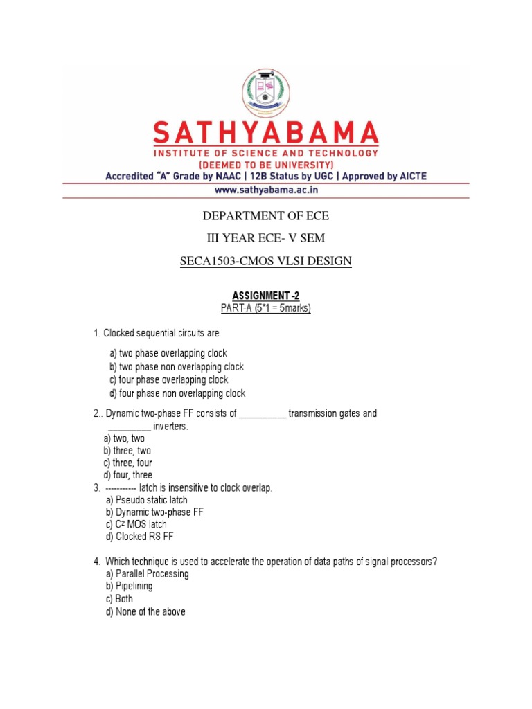 CMOS VLSI - Assignment 2 | PDF | Teaching Methods & Materials | Technology & Engineering