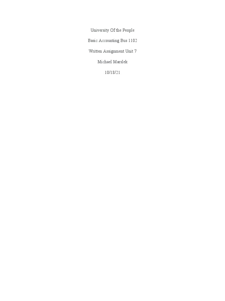 Bus 1102 Written Ssignment Unit 7 | PDF | Investing | Cash Flow Statement Bus 1102 Written Ssignment Unit 7 | PDF | Investing | Cash Flow Statement