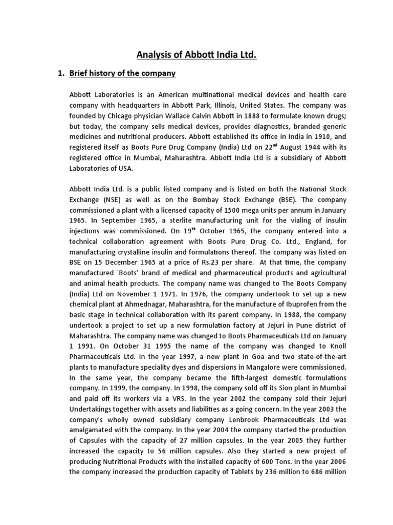 Abbott India Ltd: Company Overview | PDF | Price–Earnings Ratio | Dividend