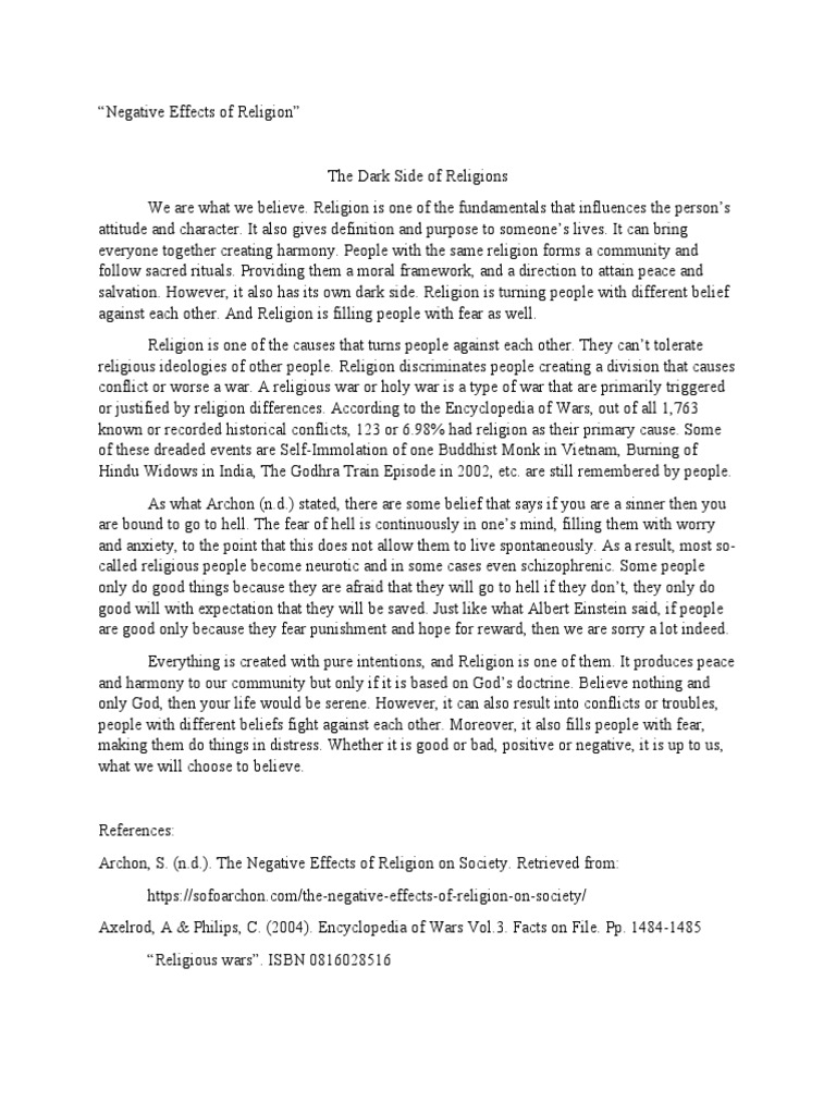 Negative Effects of Religion | PDF