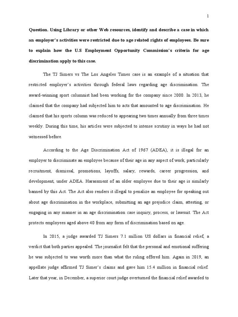 Age Discrimination Case | PDF | Ageism | Employment