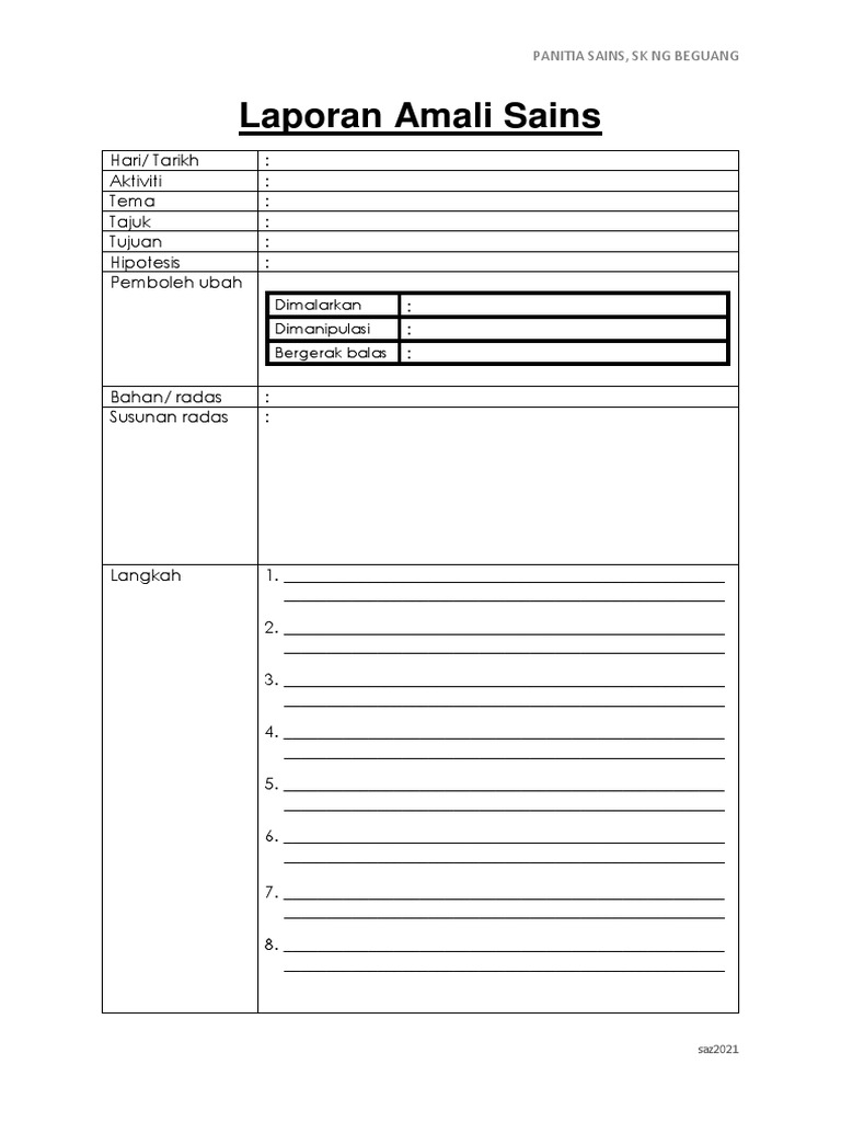 Template Laporan Amali Sains | PDF