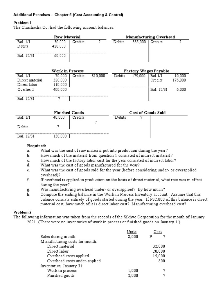 Chapter 5 Additional Exercises | PDF | Inventory | Debits And Credits
