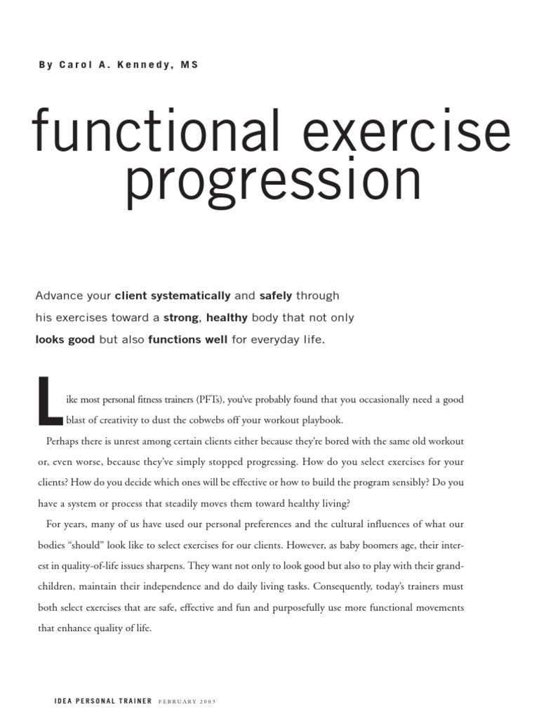 Functional Exercise Progression | PDF | Anatomical Terms Of Motion ...
