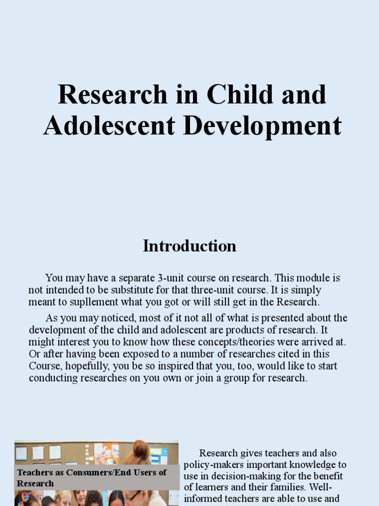 Research in Child and Adolescent Development | PDF | Experiment ...