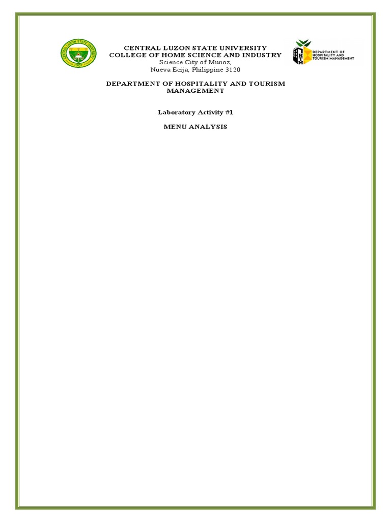 Central Luzon State University College of Home Science and Industry ...