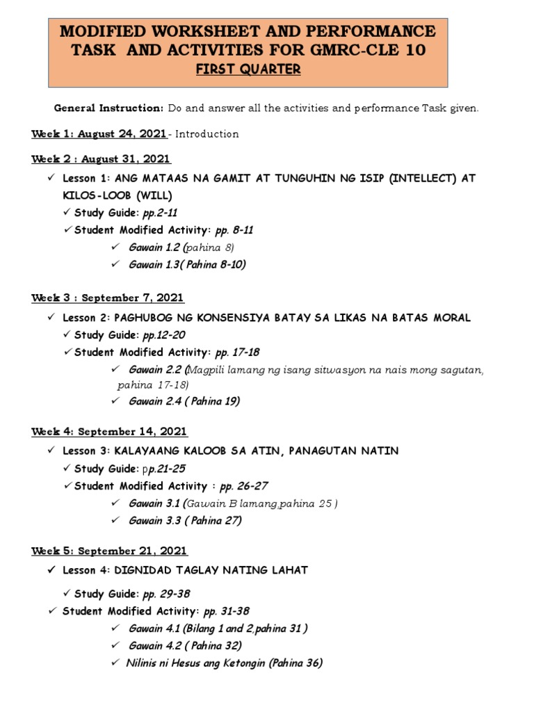 GMRC Activities and Performance Tasks | PDF | Teaching | Pedagogy