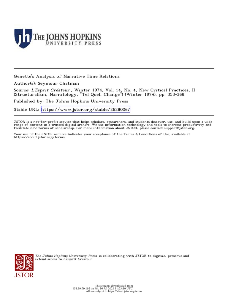Genette's Narrative Time Analysis | PDF | Narrative
