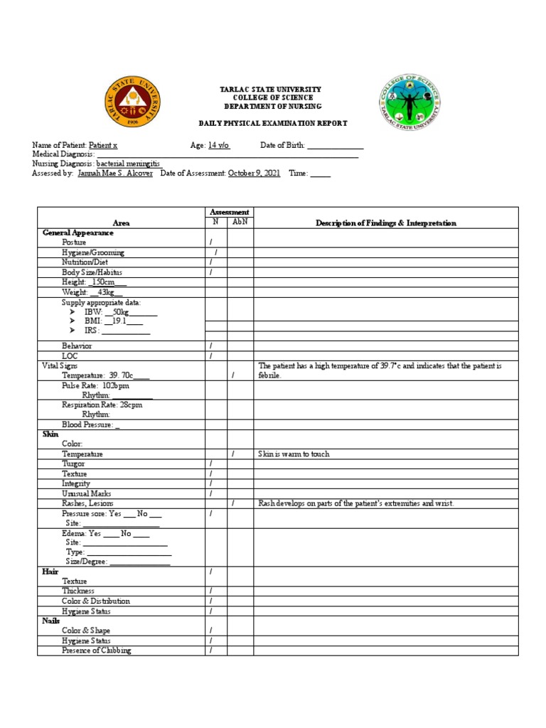 Area Assessment Description of Findings & Interpretation General ...