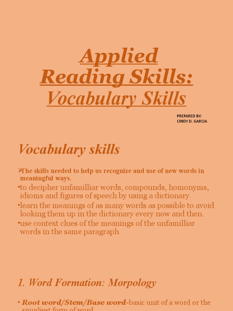 Applied Reading Skills | PDF | Word | Grammar