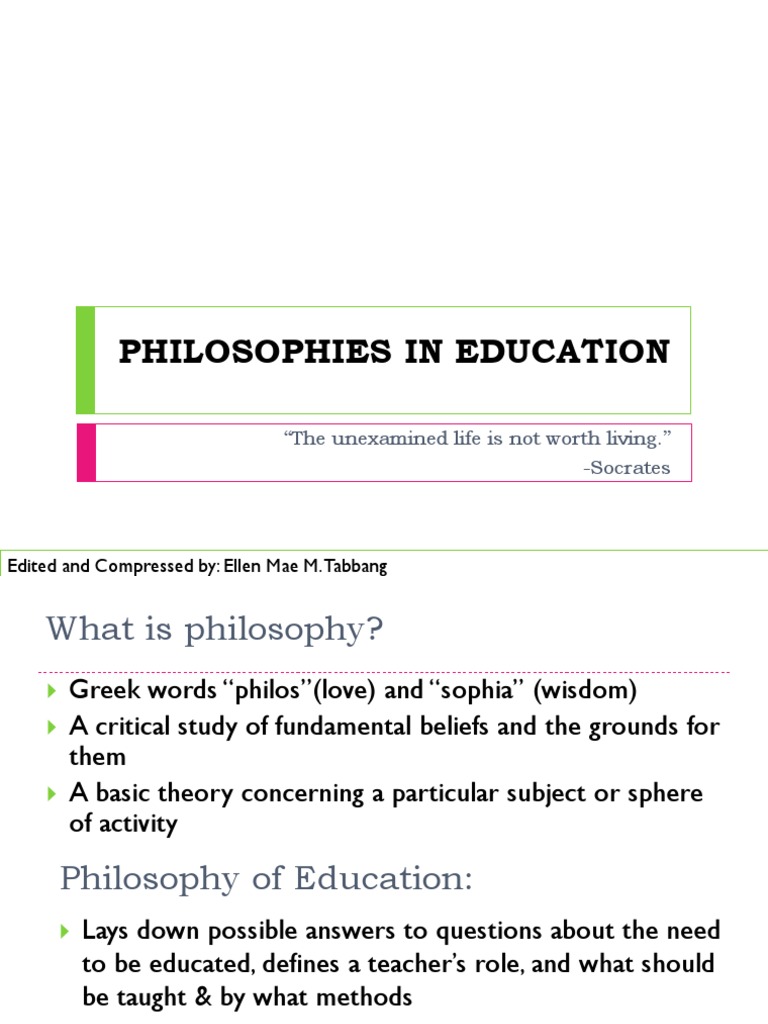 Lesson 1. PHILOSOPHIES IN EDUCATION | PDF | Classical Conditioning ...