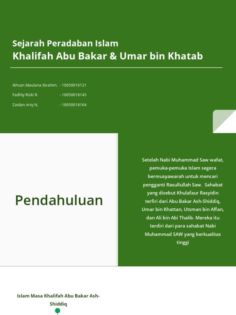 Sejarah Peradaban Islam Khalifah Abu Bakar & Umar Bin Khatab | PDF