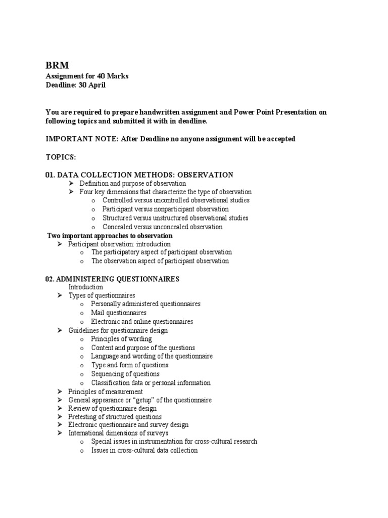 BRM Assignment | PDF | Level Of Measurement | Questionnaire