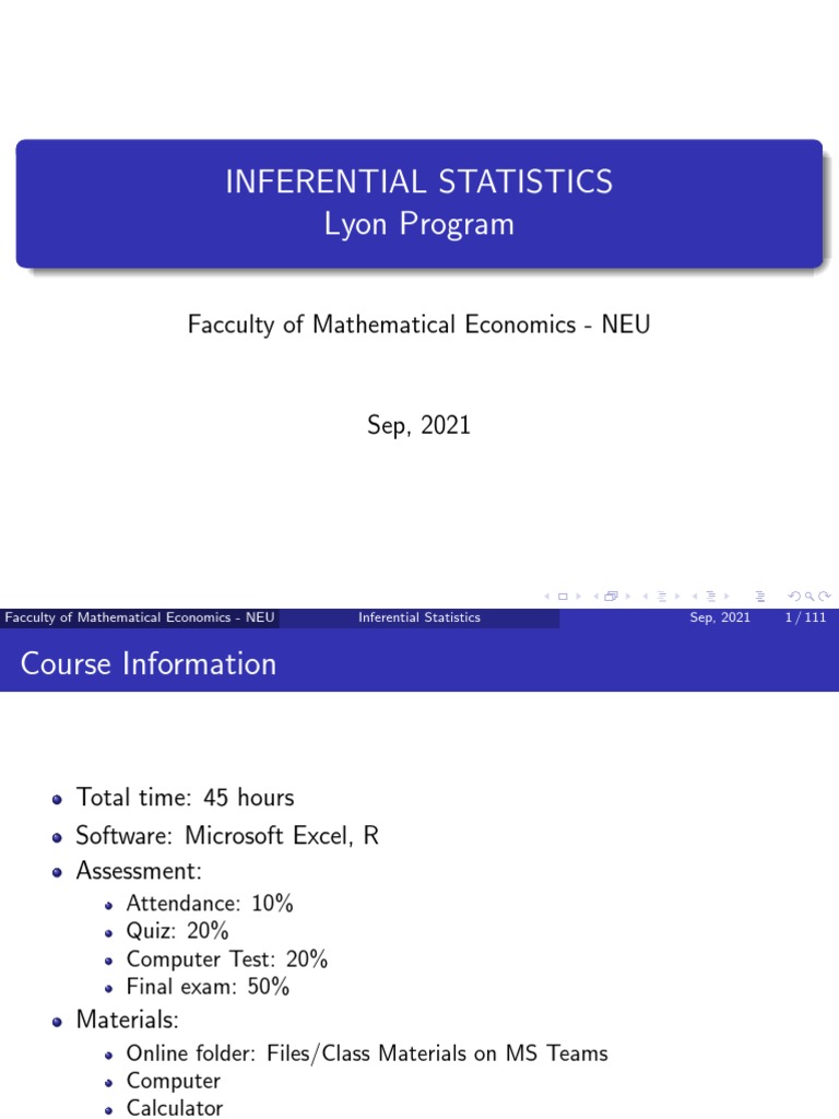 Inferential Stats Course Guide | PDF | Statistics | Mean