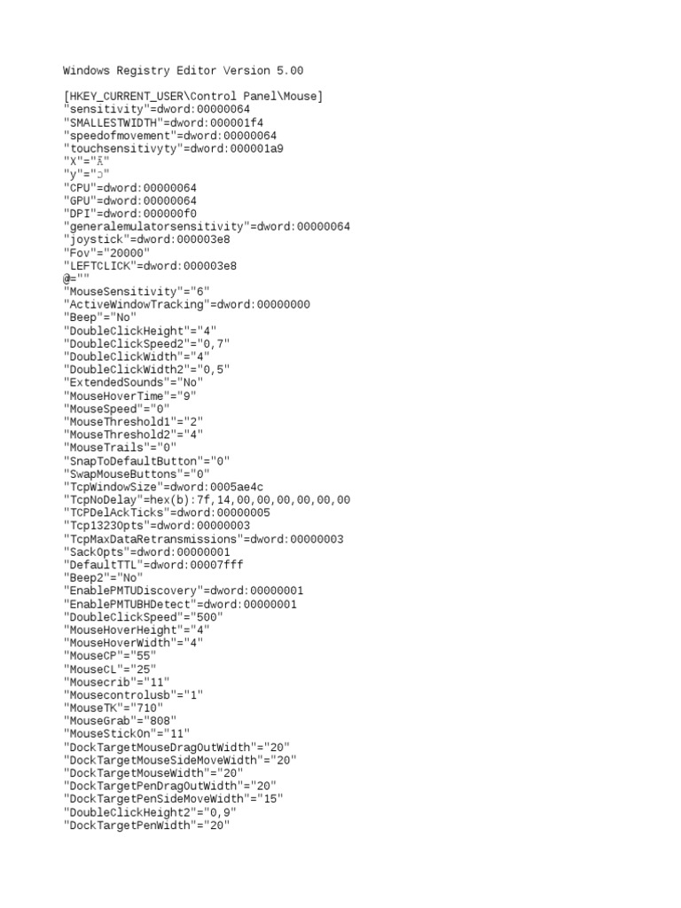 Windows Registry Mouse Settings | PDF | Microsoft Windows | Utility ...