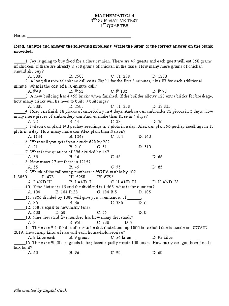 Mathematics 4: File Created by Deped Click | Download Free PDF ...