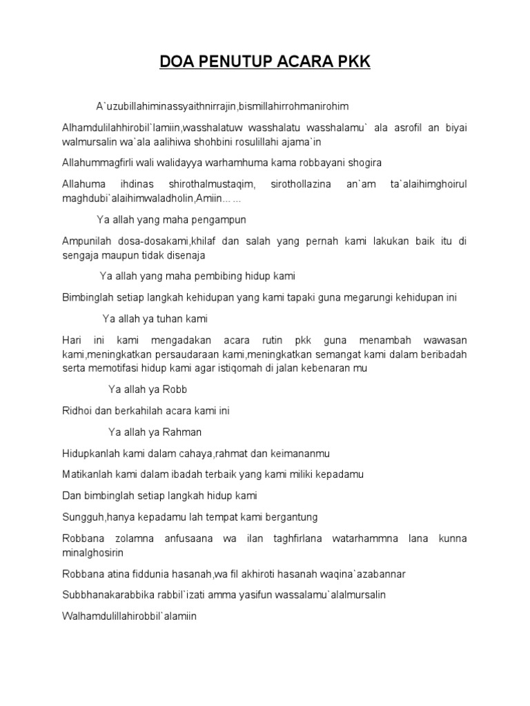 Doa Penutup Acara PKK | PDF