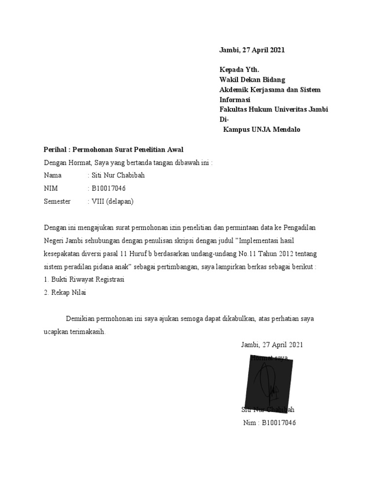 Surat Permohonan TTD | PDF
