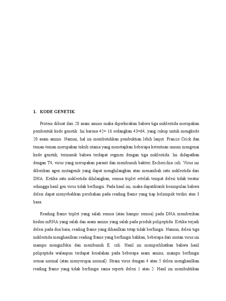 Karakteristik dan Mutasi Kode Genetik | PDF