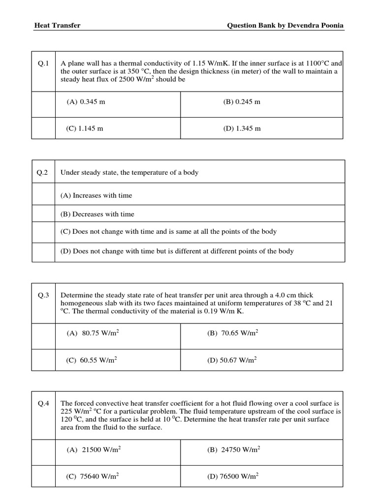 Heat Transfer Question Bank - Part 2 1634501492967 | Download Free PDF ...
