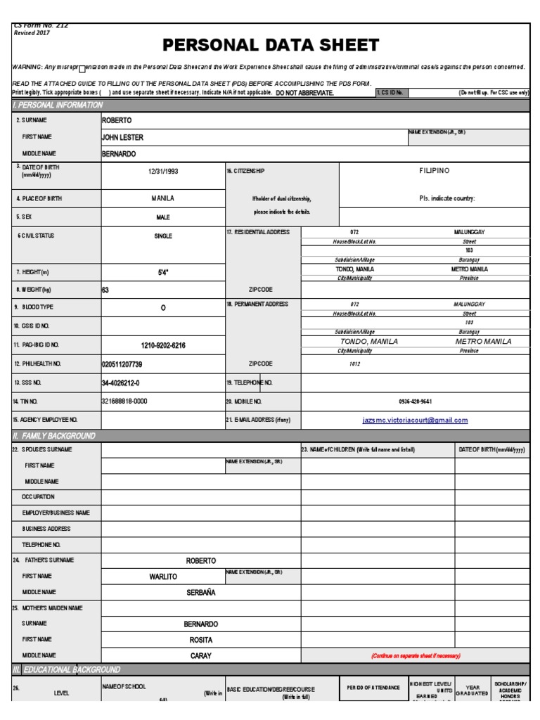 CS Form No. 212 Revised Personal Data Sheet - New | PDF | Passport | Crimes
