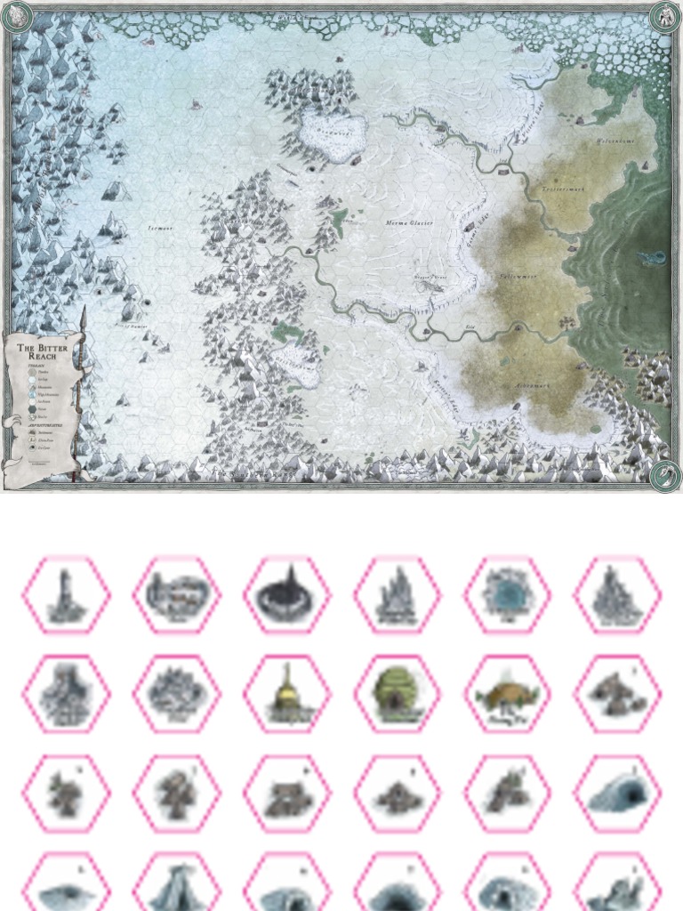 Forbidden Lands Bitter Reach Map and Sticker | PDF