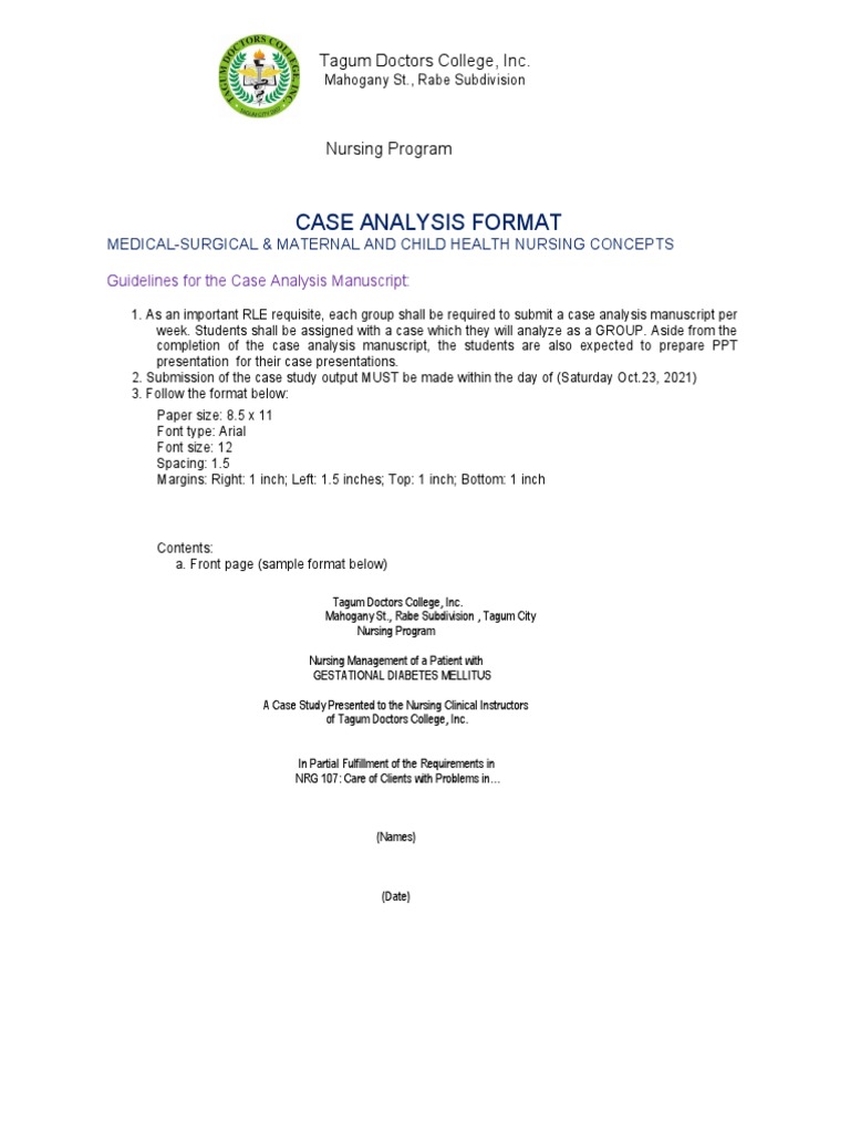 2021 TDC Module Case Analysis Guidelines | PDF | Nursing | Patient