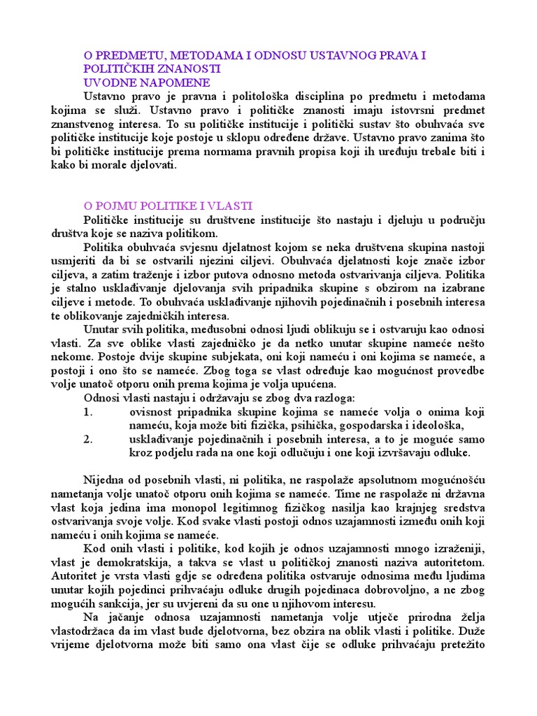 Ustavno Pravo - Sve Za Ispit | PDF