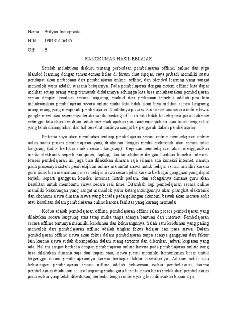 Rangkuman Hasil Belajar | PDF