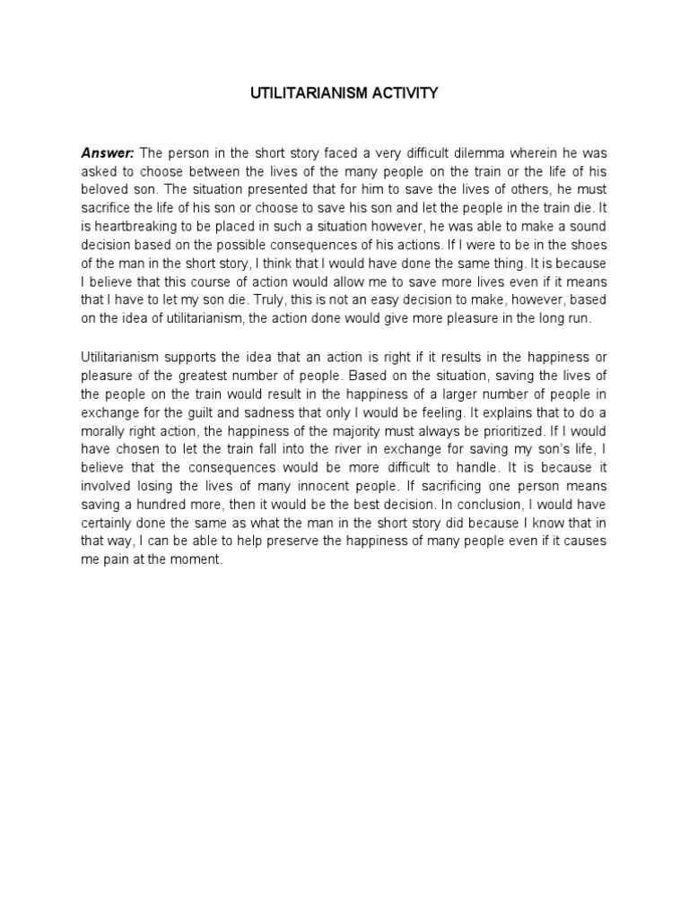 Utilitarianism Activity | PDF