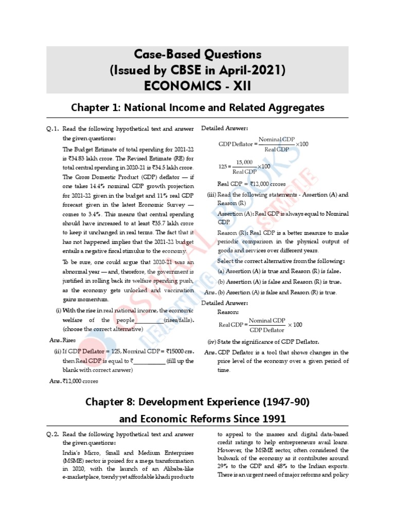 Economics XII: Key Concepts & Questions | PDF | Sustainability | Gross ...