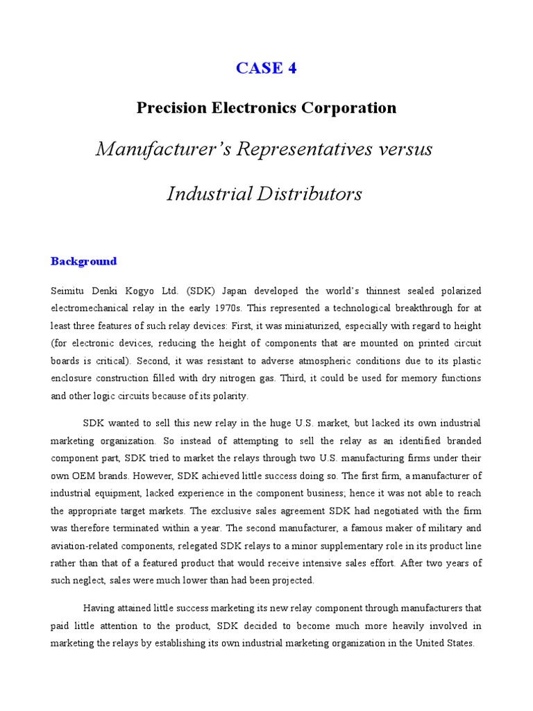 Manufacturer's Representatives Versus Industrial Distributors | PDF ...