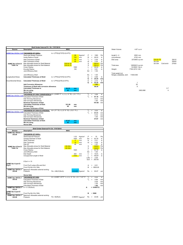 Fdocuments - in - Thickness Calculation of Pressure Vessel Shell | PDF ...