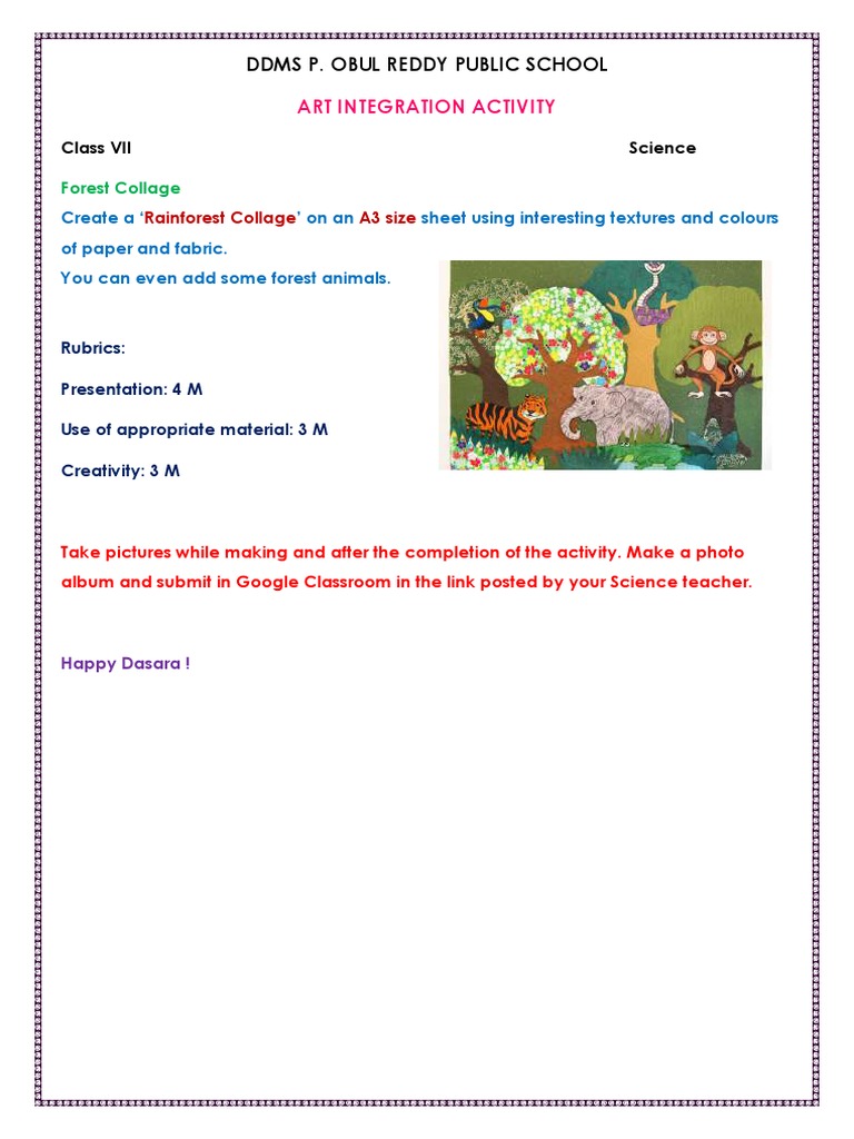 Art Integration Activity - Class 7 | PDF | Art