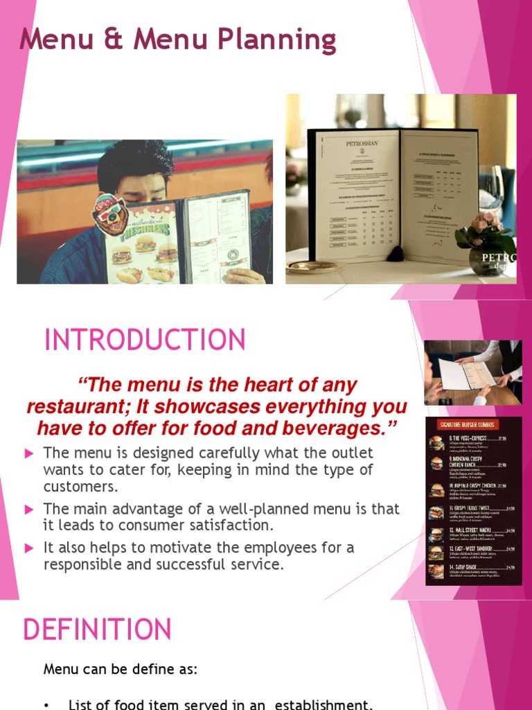 A Comprehensive Guide to Menu Planning and Menu Design | PDF | Menu | Meal