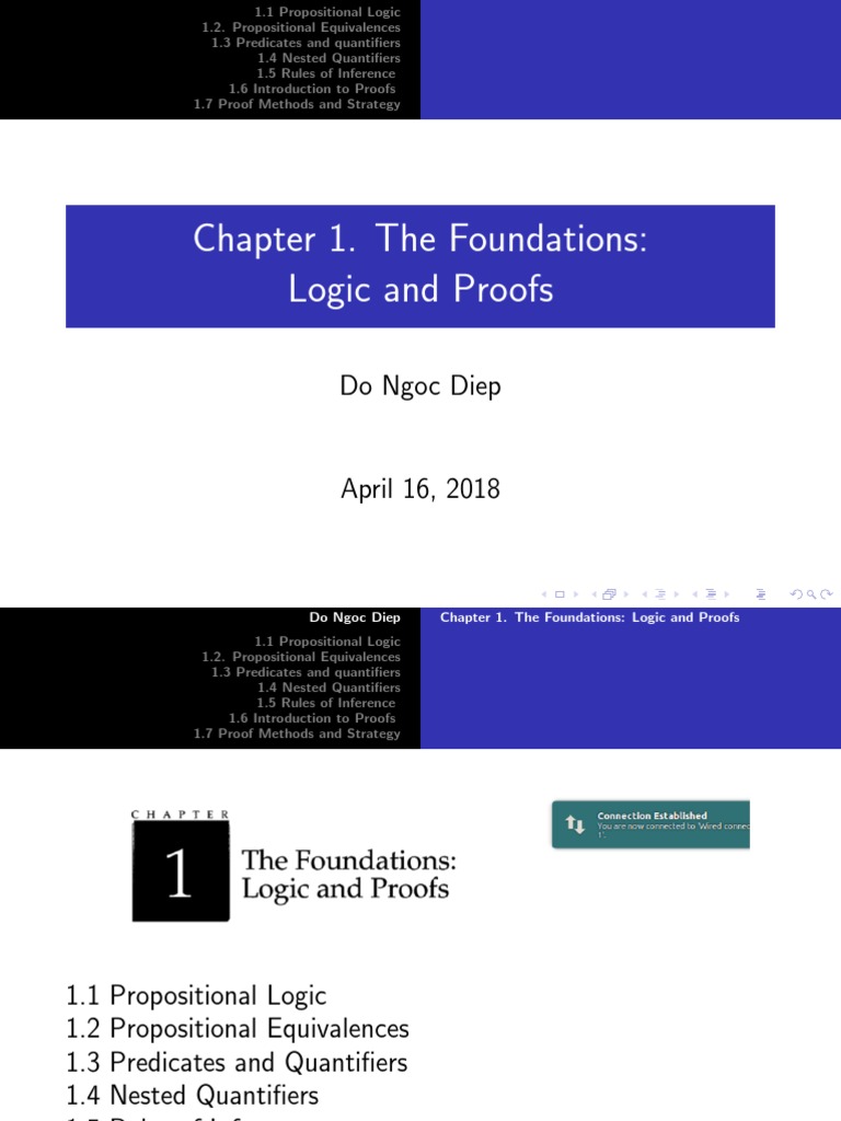 Chapter 1. The Foundations: Logic and Proofs: Do Ngoc Diep | PDF | Logic | First Order Logic