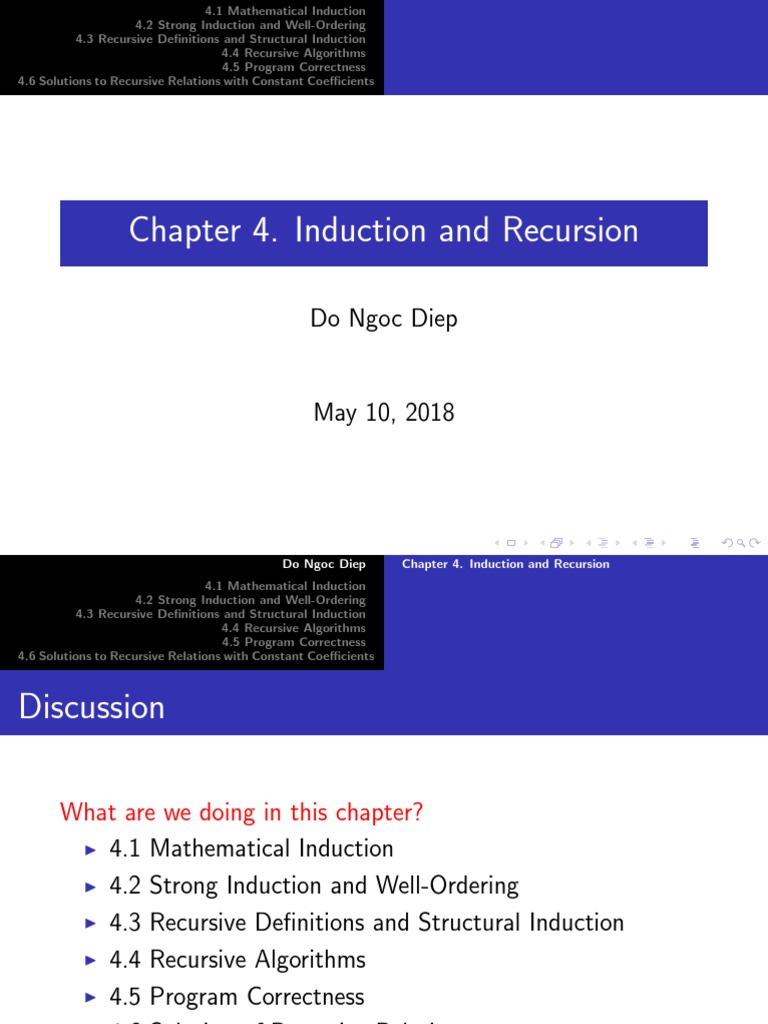 Chapter 4. Induction and Recursion: Do Ngoc Diep | PDF | Mathematical Proof | Recursion