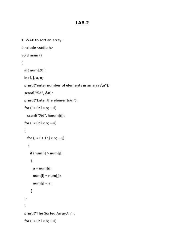 Data Structures Lab-2 | PDF | Array Data Structure | Computer Programming