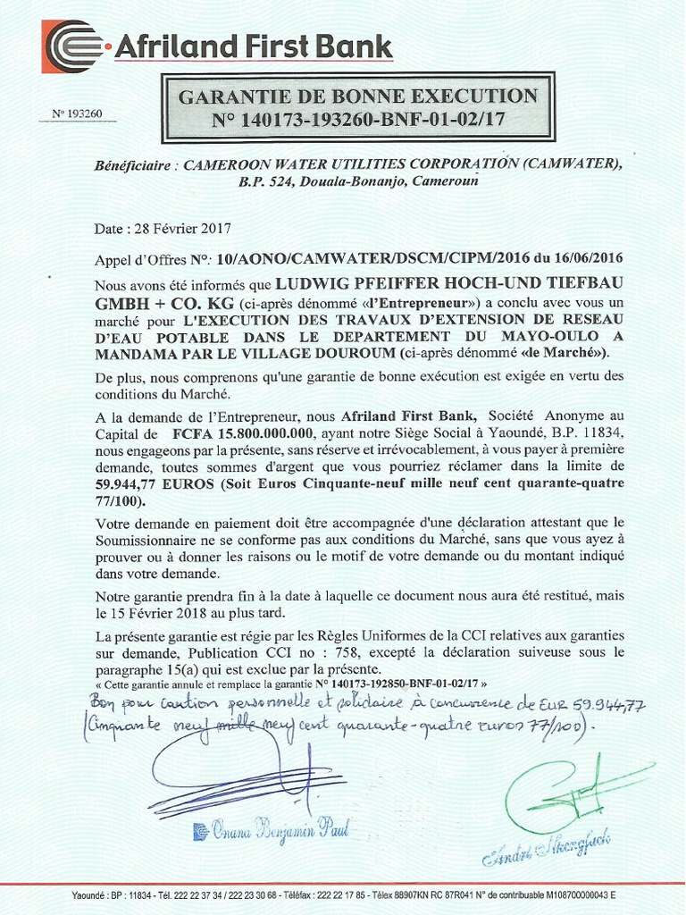 Garantie de Bonne Execution Et Remboursement D'Avance Des March | PDF