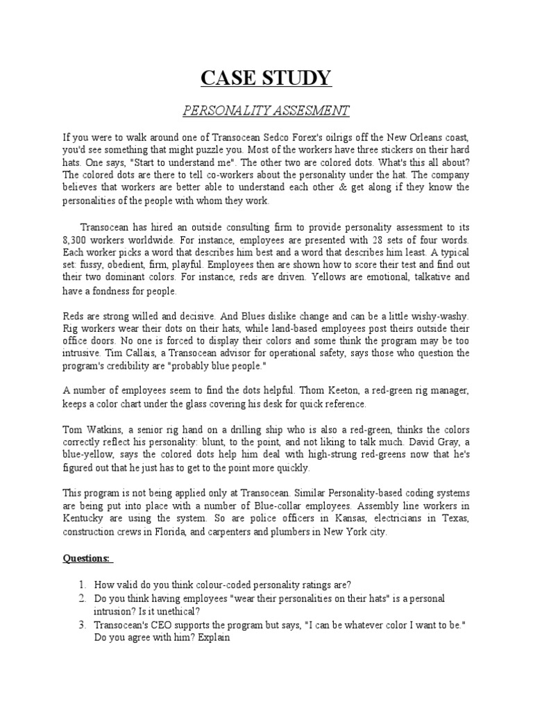 Case Study: Personality Assesment | PDF