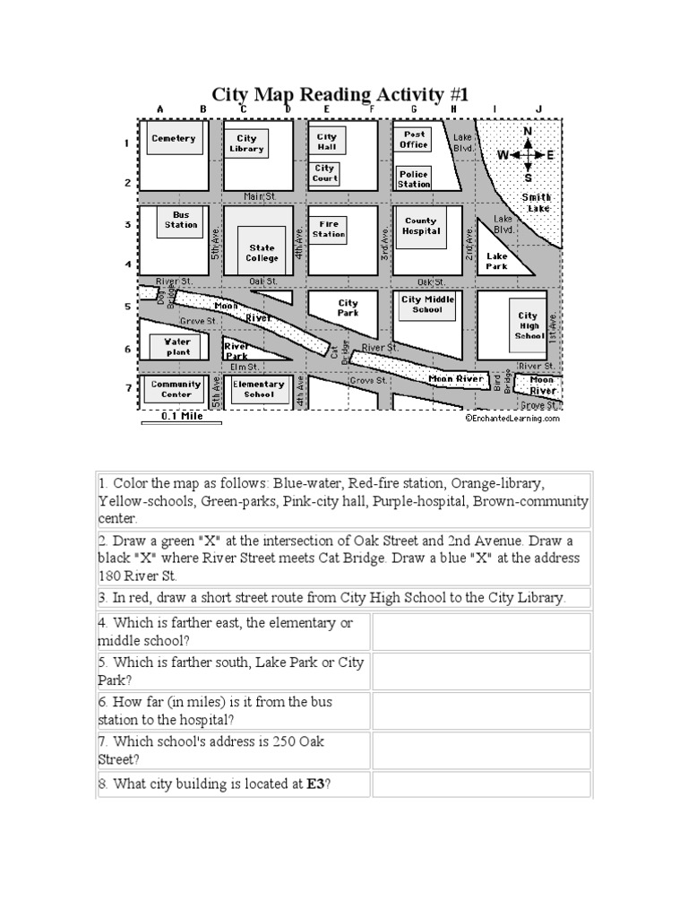 City Map Reading Activity | PDF