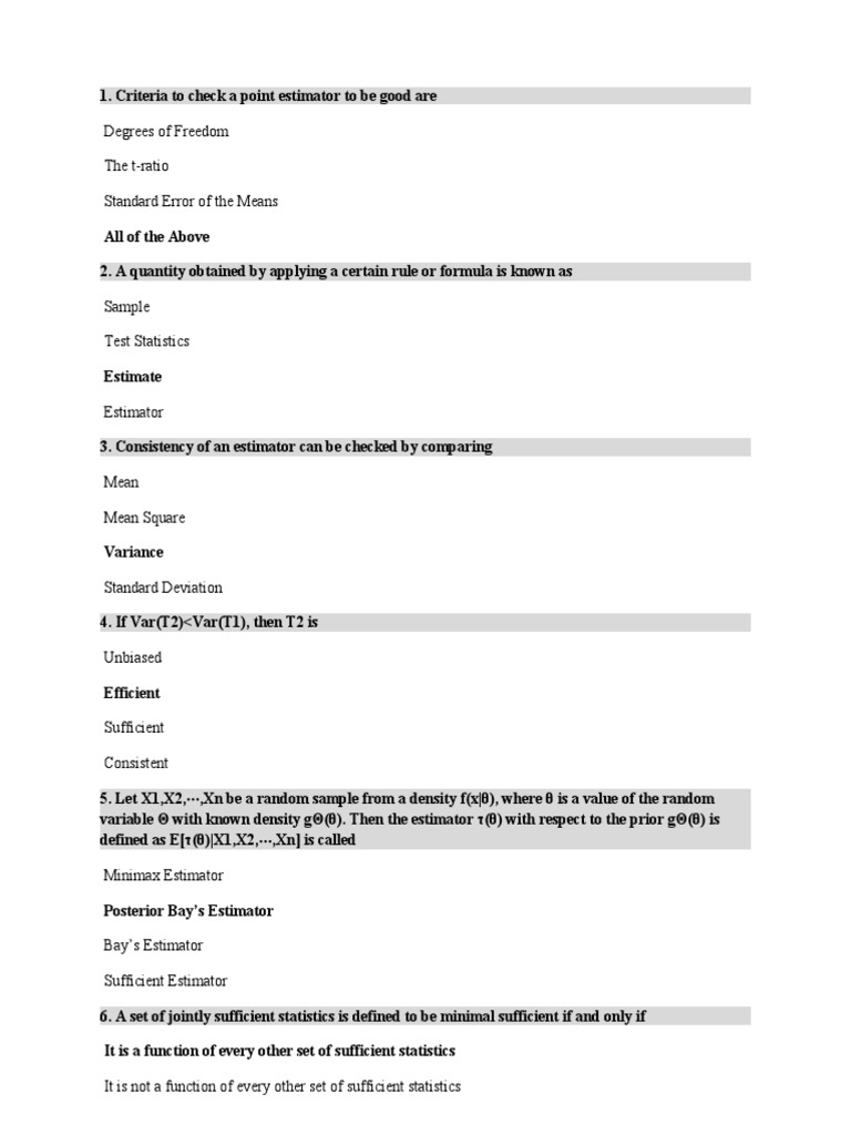 Estimation Theory Mcq Pdf Estimator Bias Of An Estimator