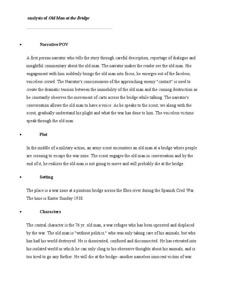 Analysis of "Old Man at the Bridge" | PDF | Narration | Ernest Hemingway