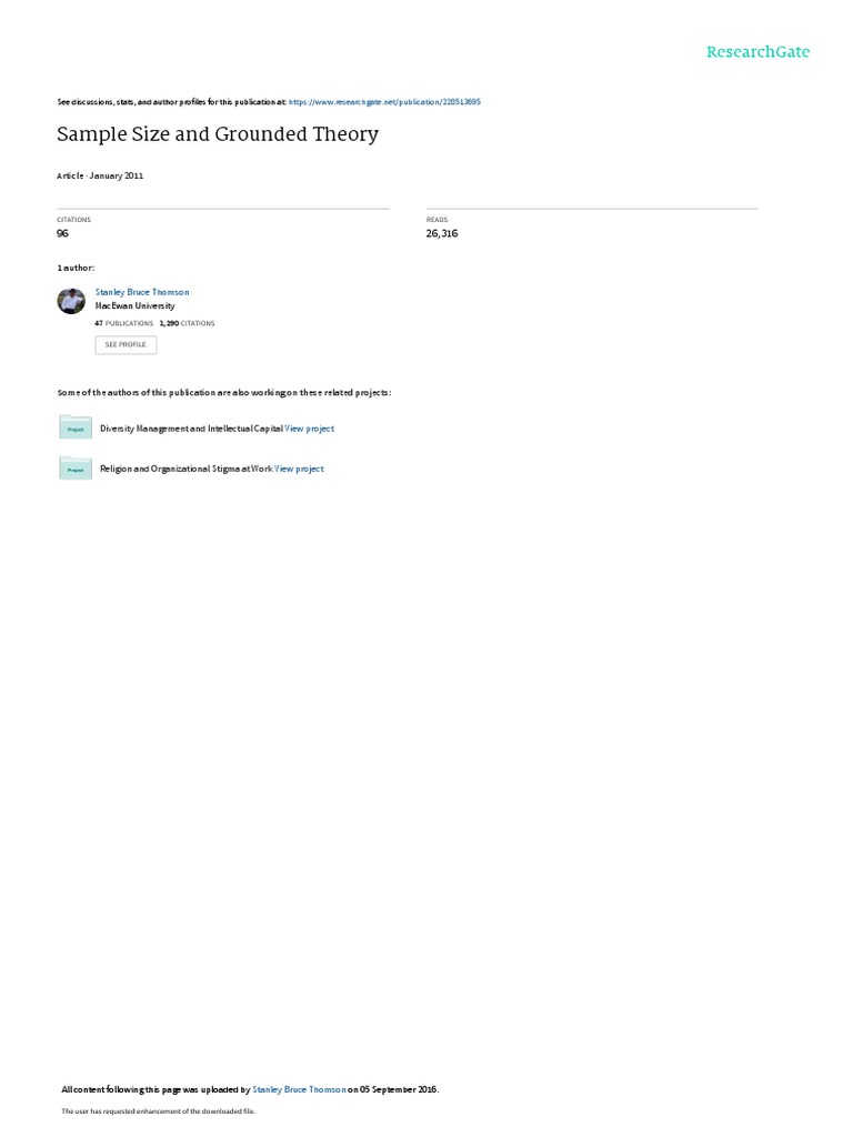 Sample Size and Grounded Theory: January 2011 | PDF | Qualitative ...