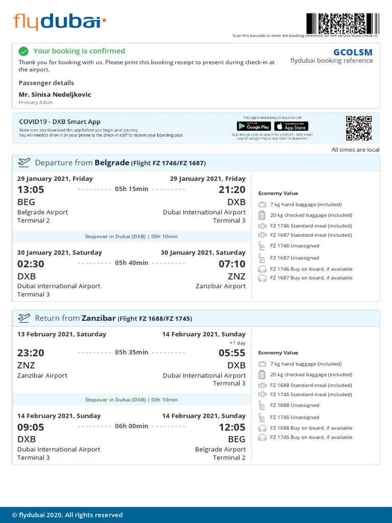 FlyDubai Tickets | PDF