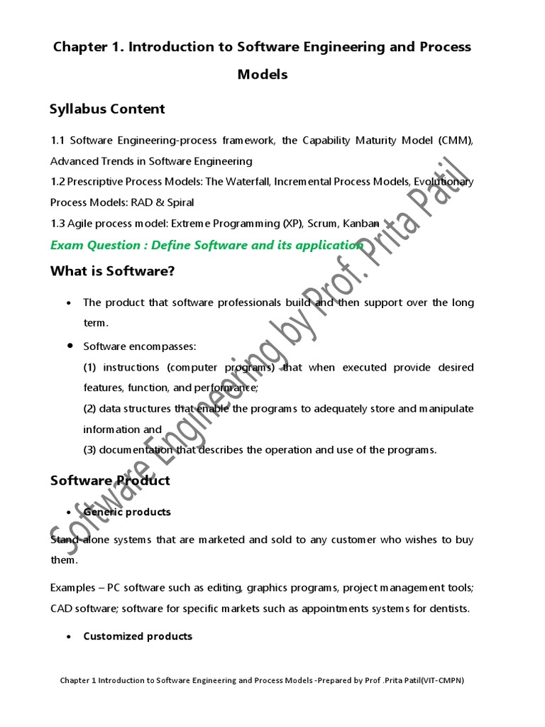 Chapter 1 Introduction To Software Engineering and Process Models | PDF ...